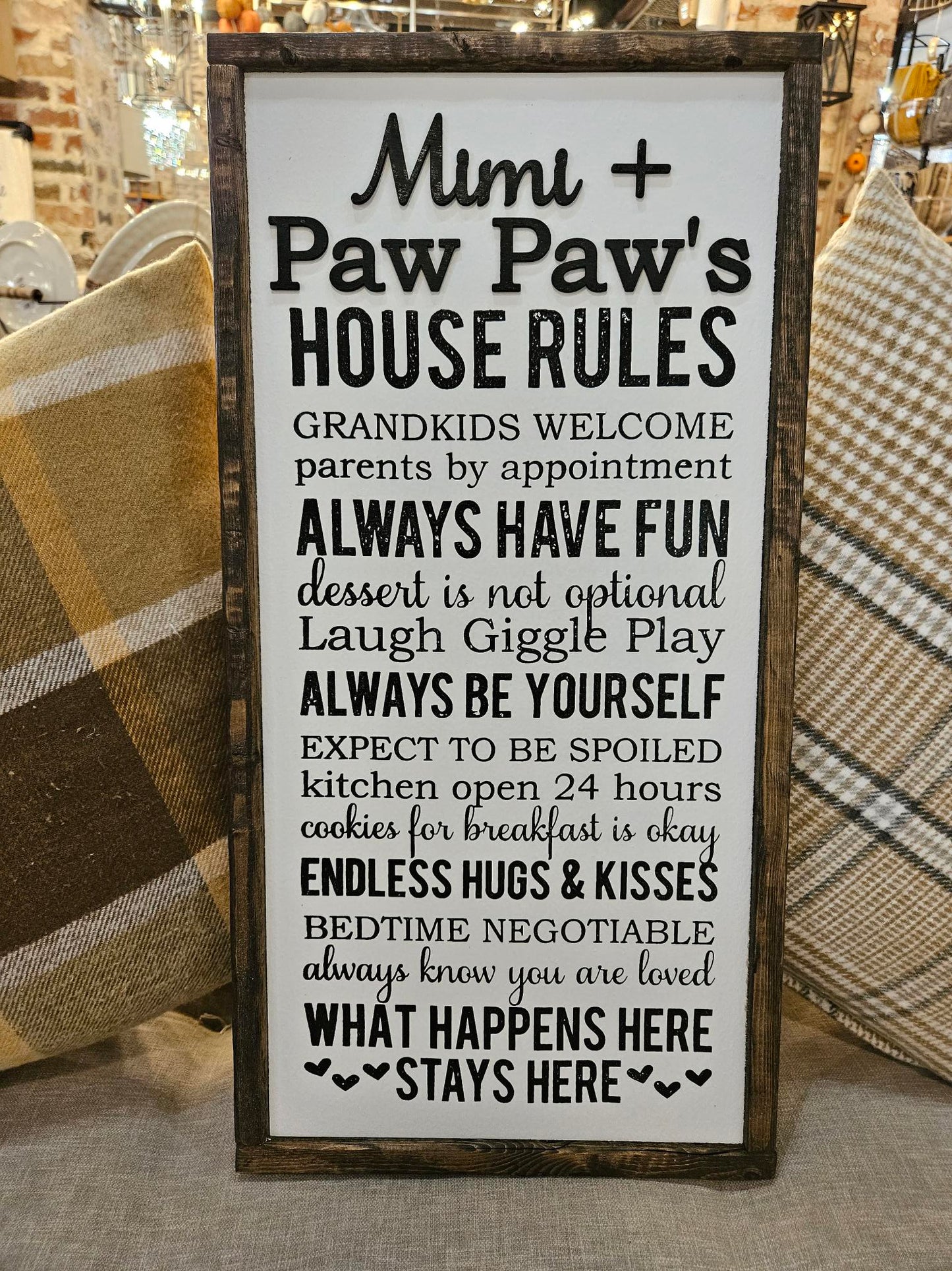 Grandma + Grandpa House Rules Sign – Small Town Home & Decor