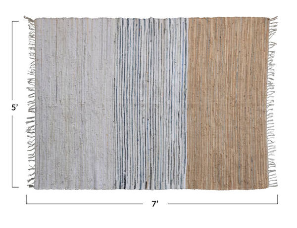 5' x 7' Woven Cotton Chindi Rug w/ Fringe - Small Town Home & Decor