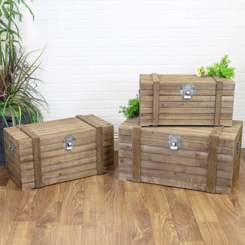 Wood Trunk with lid Metal Latch - Small Town Home & Decor